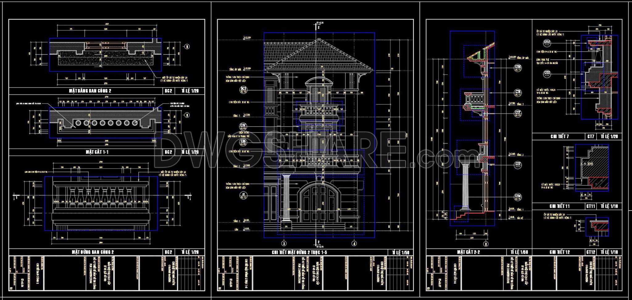 426. Free Download CAD Detail – Roof Gutter and Balcony Section