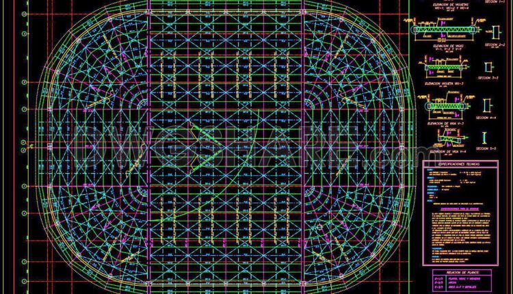 444. Free Download Cad Structural Drawings Of Enclosed Metal Canopy ...