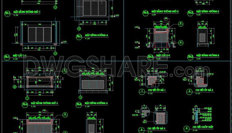 547. Free Download CAD Drawing of Louver and Ventilation Details for ...
