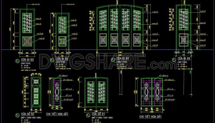 699. Get Free Detailed CAD Drawings of Doors and Windows for Download ...