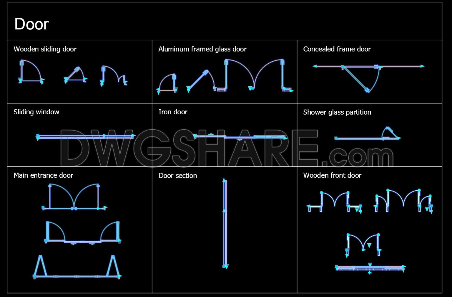 71. Free Download – Dynamic CAD Blocks of Doors and Windows