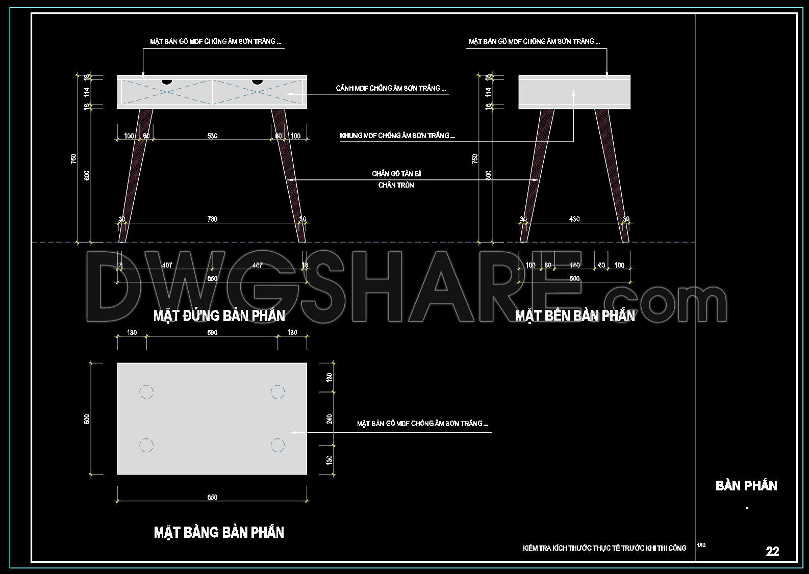 80. Free Download CAD Dressing Table Drawing – Detailed Design