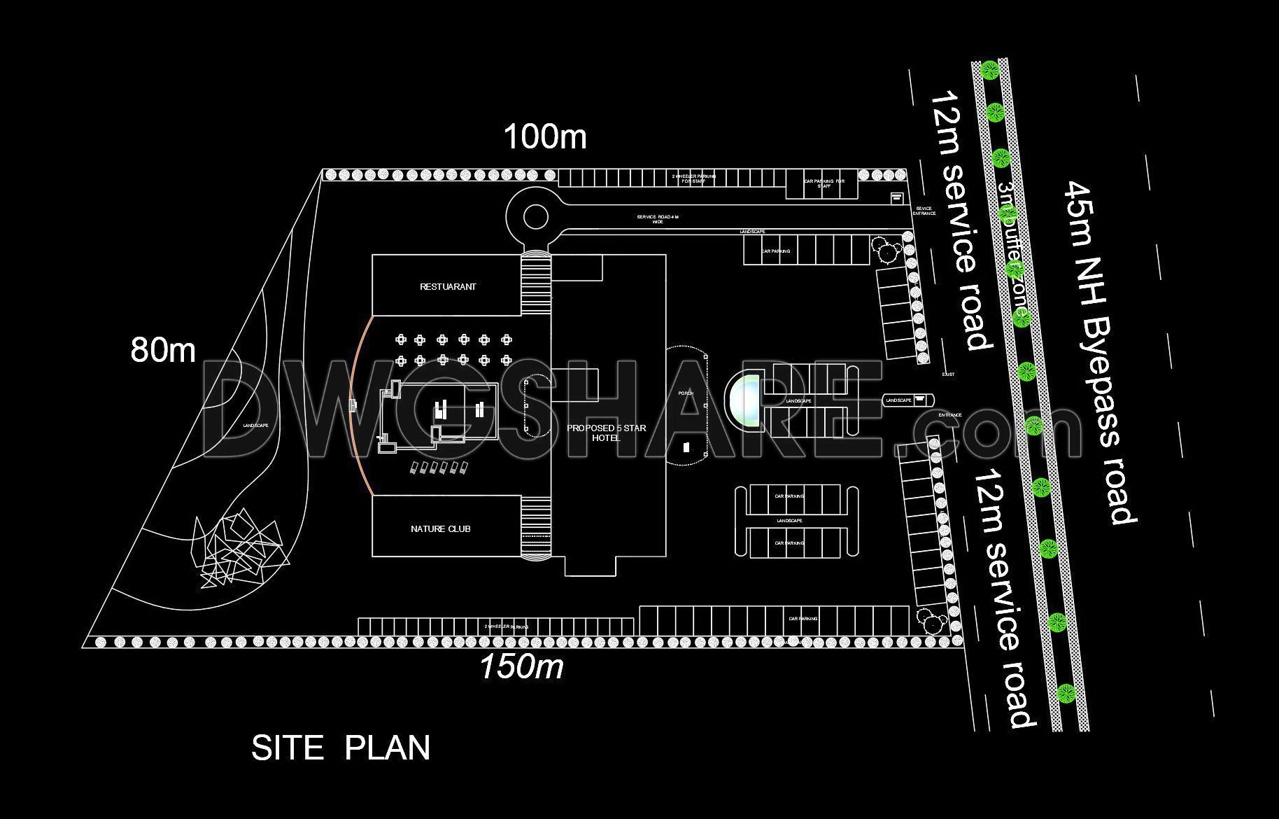 120. Download free CAD DWG floor plan of a 5-star hotel functional layout