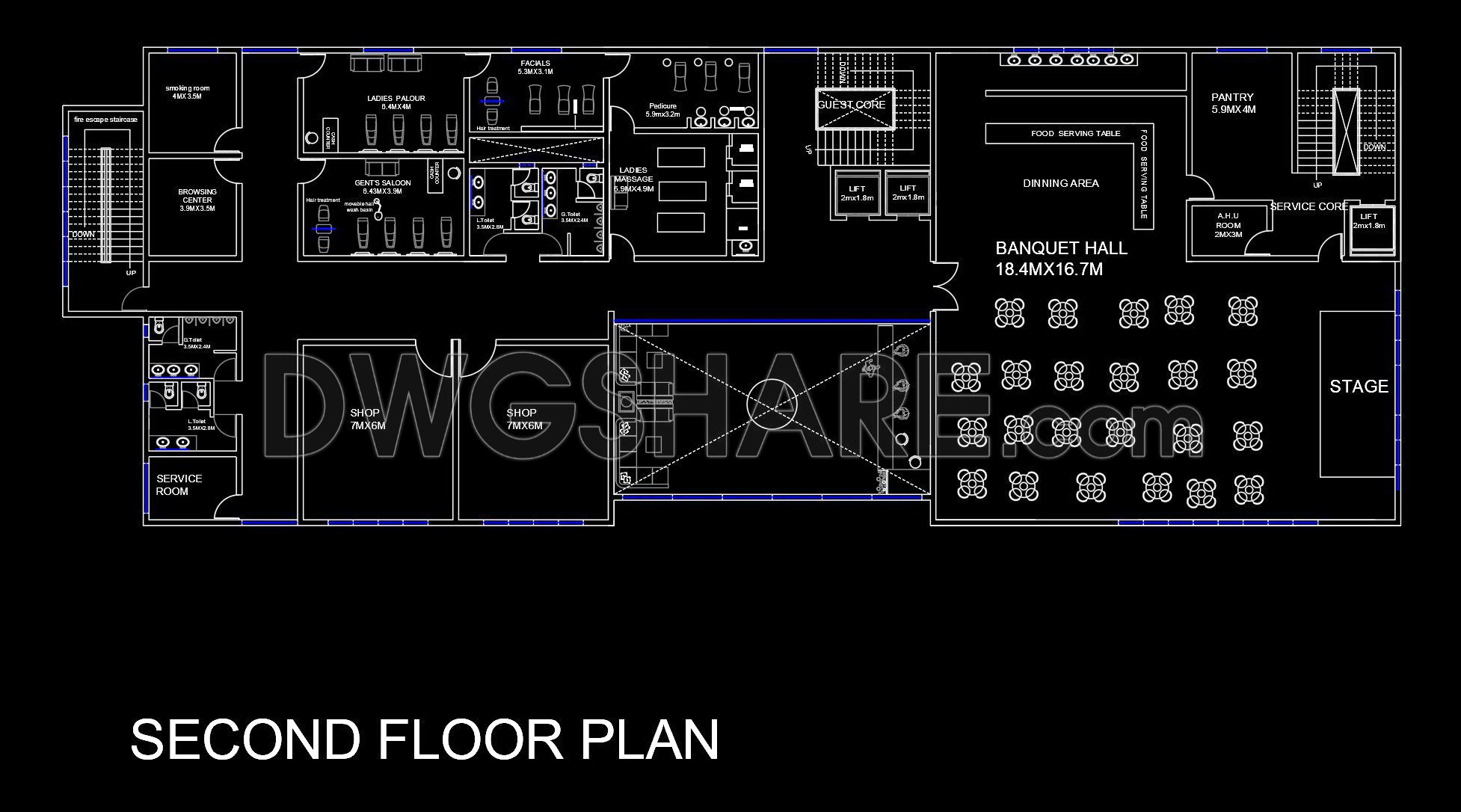 120. Download free CAD DWG floor plan of a 5-star hotel functional layout