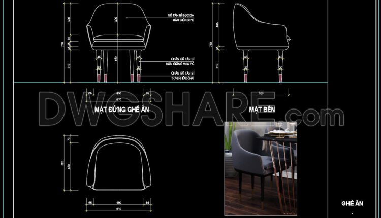 147. Free Download CAD Design of Dining Chair with Full Dimensions (1 ...