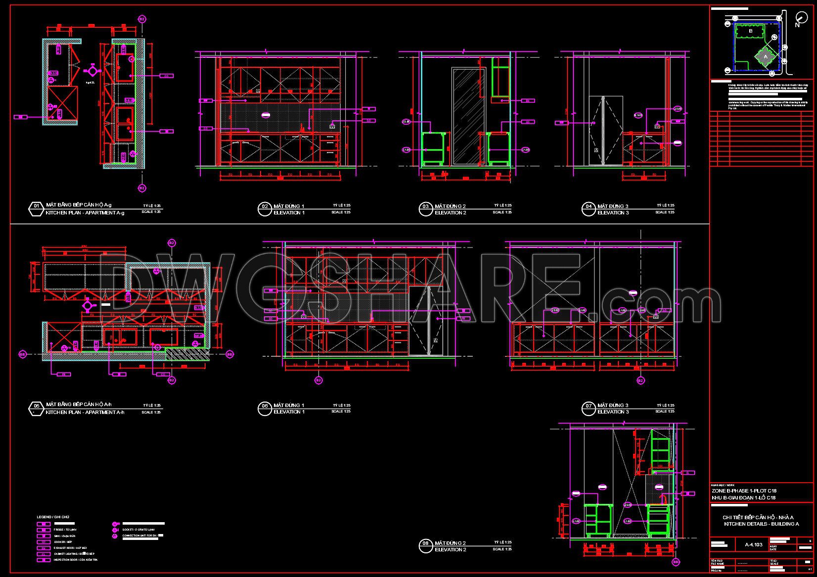 180. Free Download CAD Kitchen Design Drawings – Apartment Floor Plan ...
