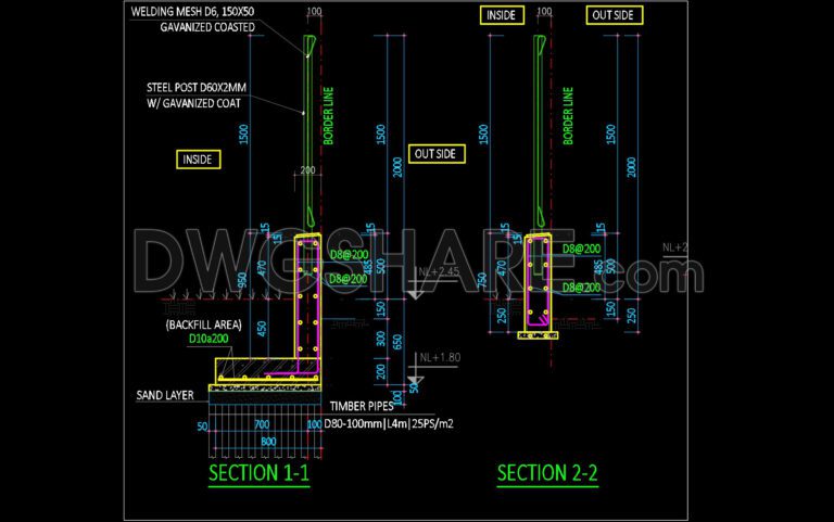 211. Free download cad details for galvanized steel wire mesh fence