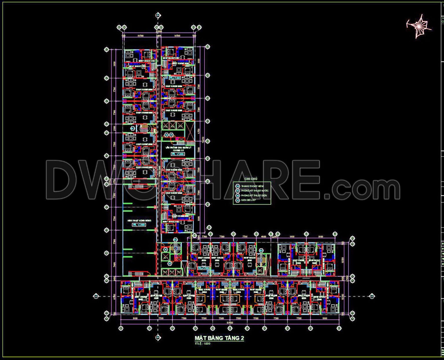 35. Free Download 24-Storey Mixed-Use Building 2nd Floor Layout CAD Drawing