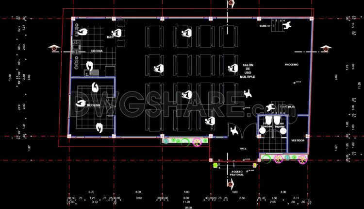 48. Download Free CAD Drawings of Functional Zoning for Food Court Area ...