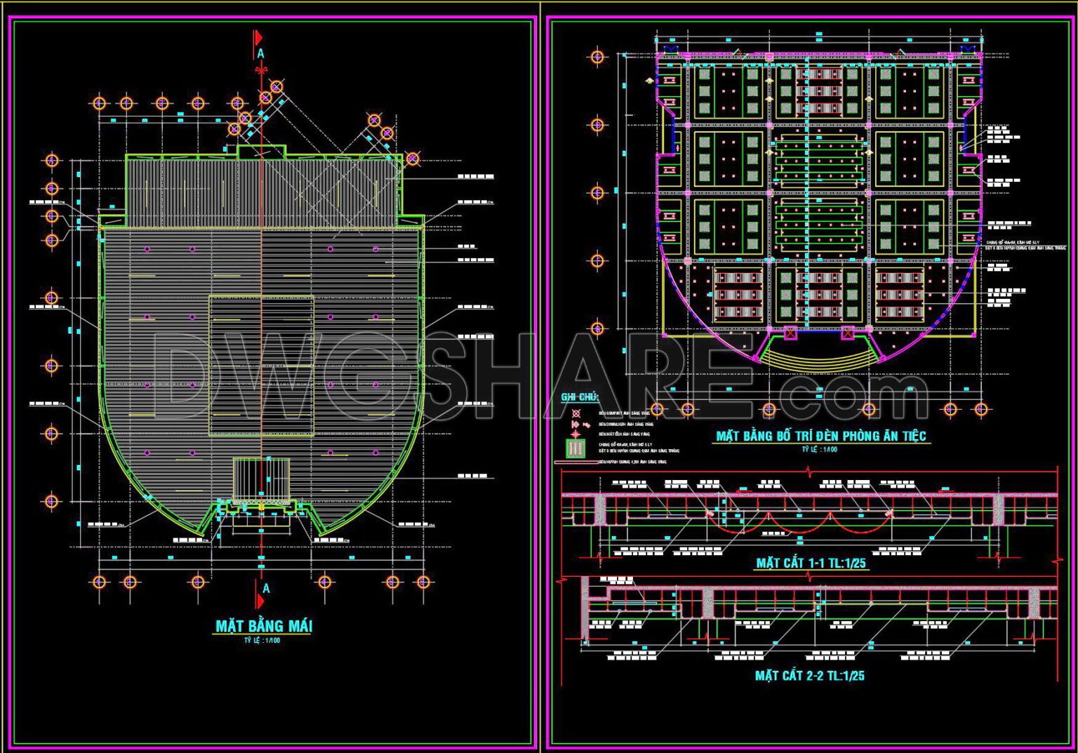 56. Download Architectural Drawings of a Wedding Convention Center with a Floor Area of 1350m2