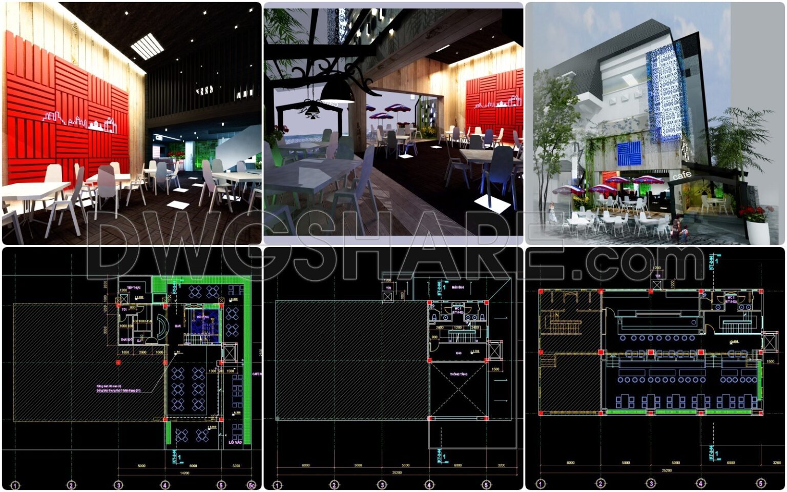 59. Free Download of 3-Story Coffee Shop Layout CAD Drawings