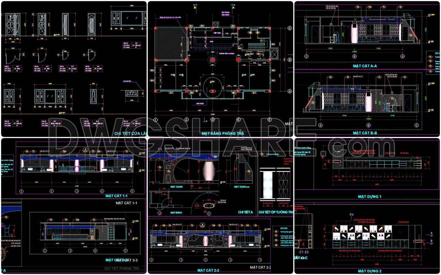 59. Free Download of 3-Story Coffee Shop Layout CAD Drawings