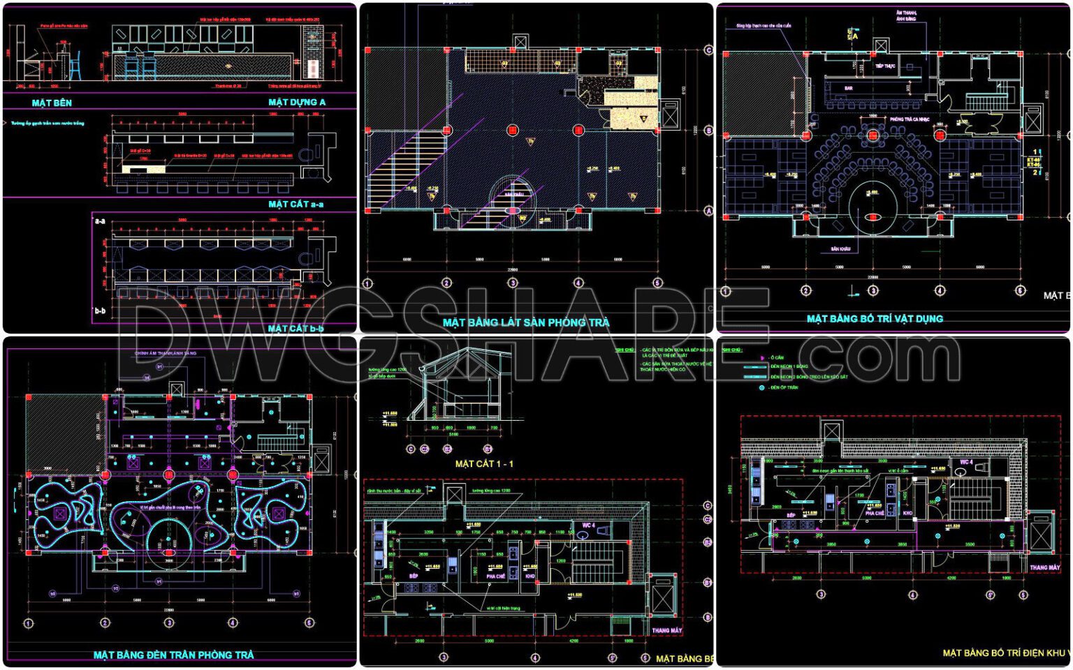 59. Free Download of 3-Story Coffee Shop Layout CAD Drawings
