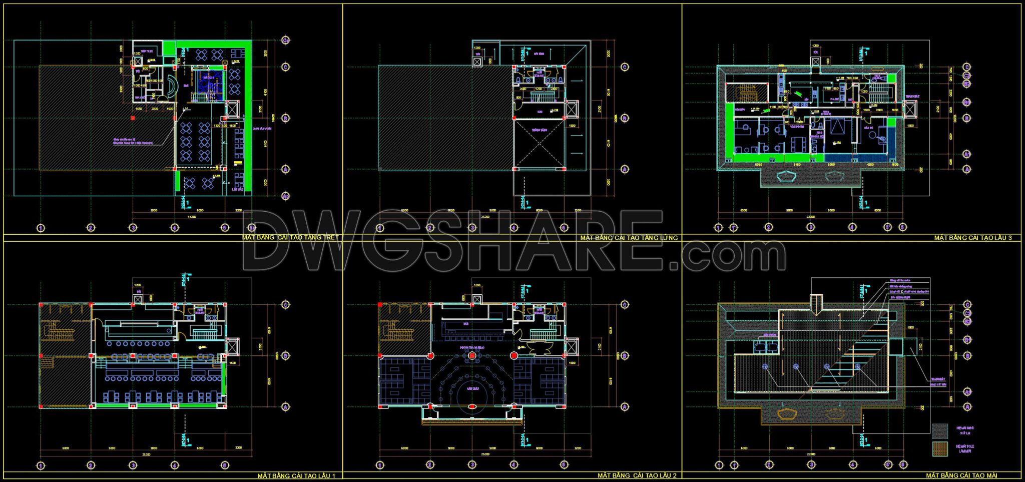 59. Free Download of 3-Story Coffee Shop Layout CAD Drawings