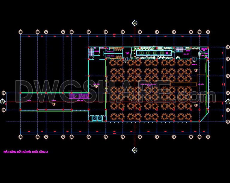 61. Free download of 2250m2 restaurant functional layout plan