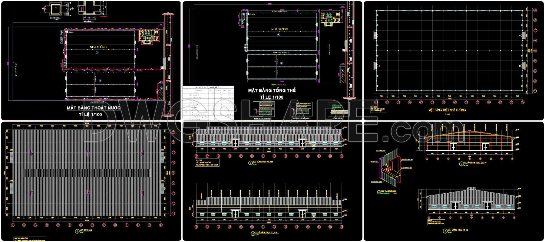 62. Free Download Factory Design CAD Drawings – Workshop Area 53m x 91m