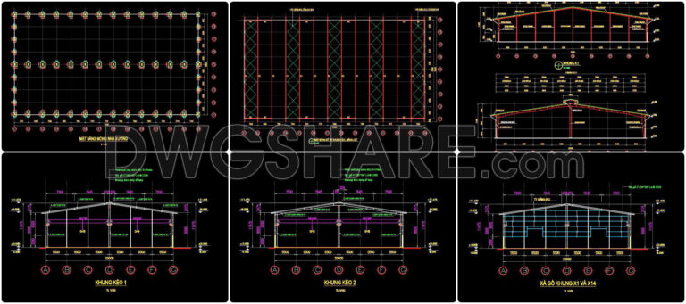 62. Free Download Factory Design CAD Drawings – Workshop Area 53m x 91m