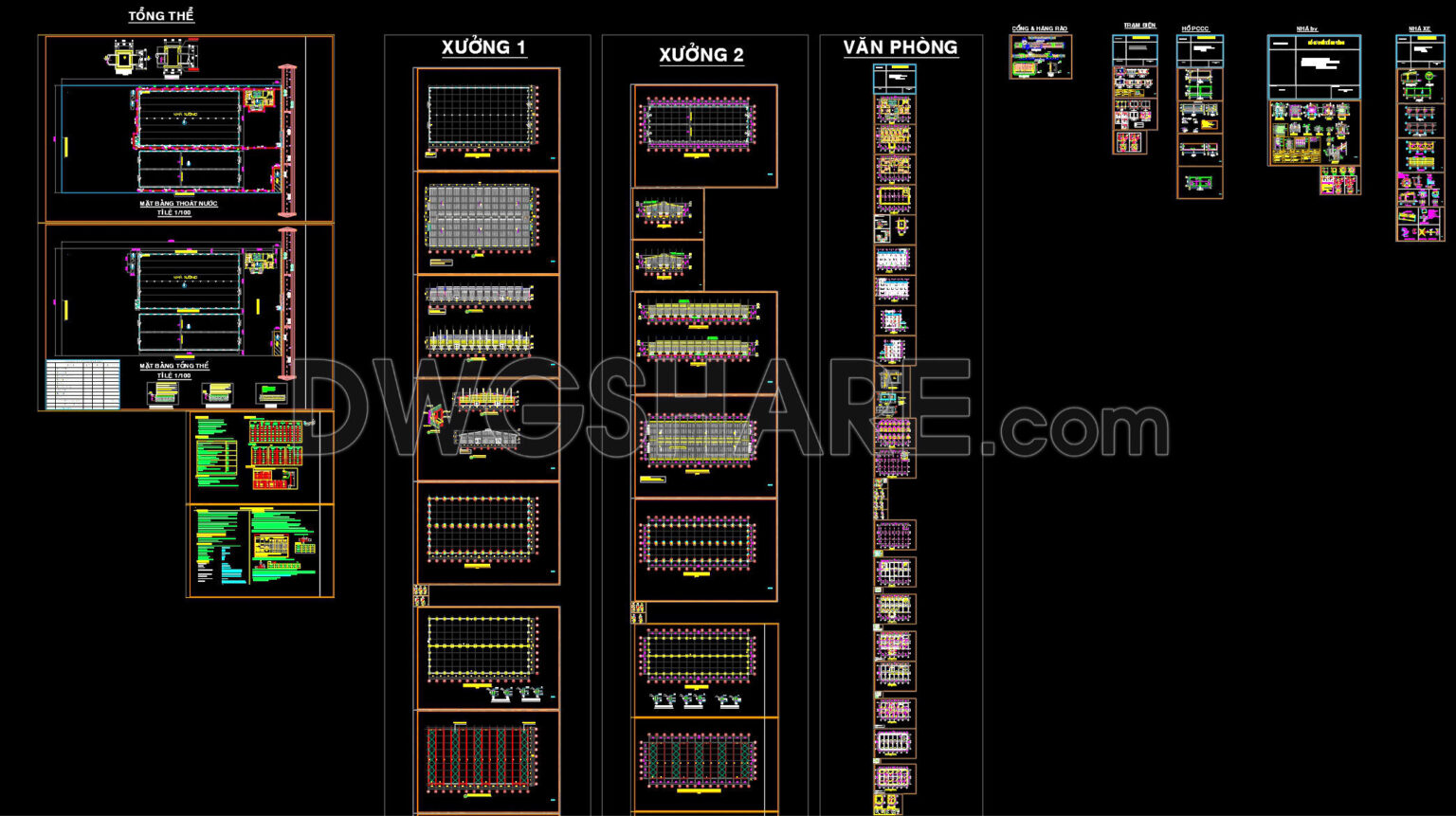 62. Free Download Factory Design CAD Drawings – Workshop Area 53m x 91m