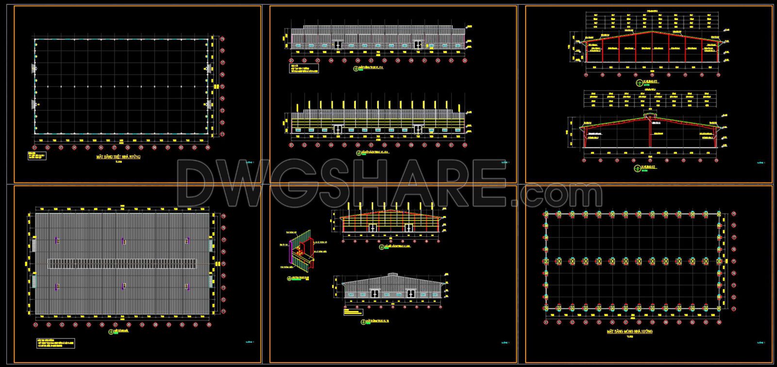 62. Free Download Factory Design CAD Drawings – Workshop Area 53m x 91m