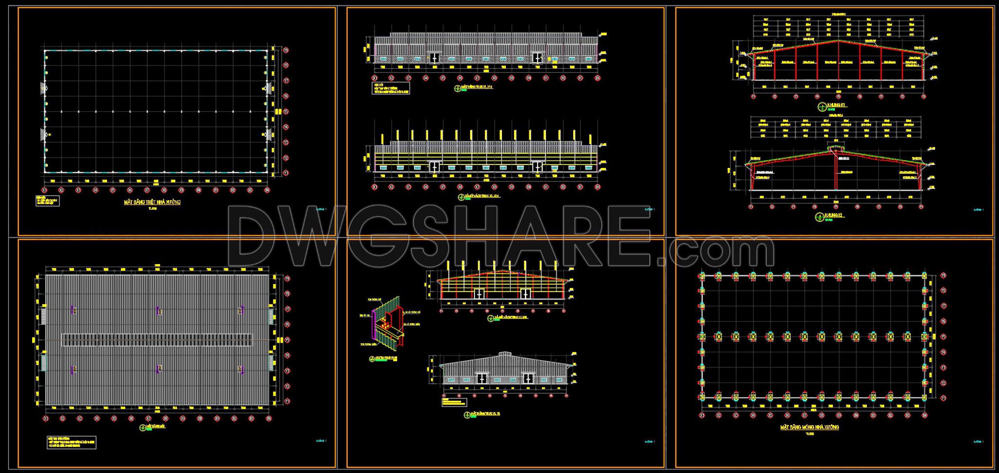 62. Free Download Factory Design CAD Drawings – Workshop Area 53m x 91m