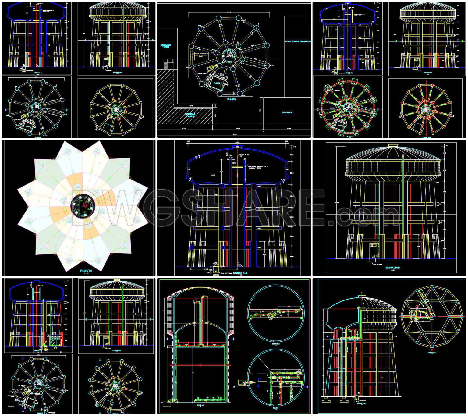 642. Download the AutoCAD DWG drawing of a reinforced concrete elevated ...