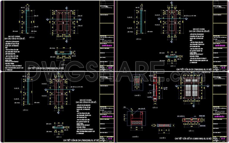 721. Download Free DWG CAD Details of Doors and Windows
