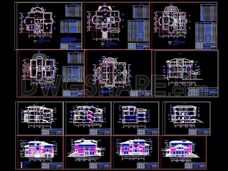 797. Free Download 3-Story European-Style Villa Architectural CAD ...
