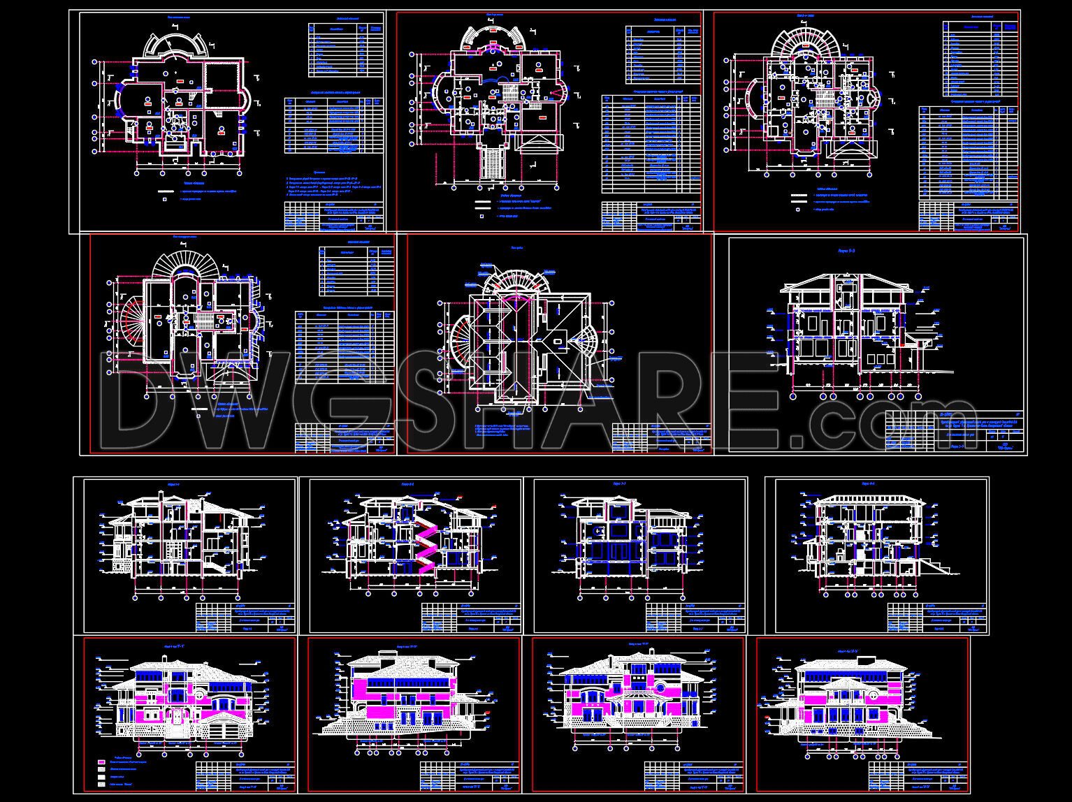 797. Free Download 3-Story European-Style Villa Architectural CAD ...