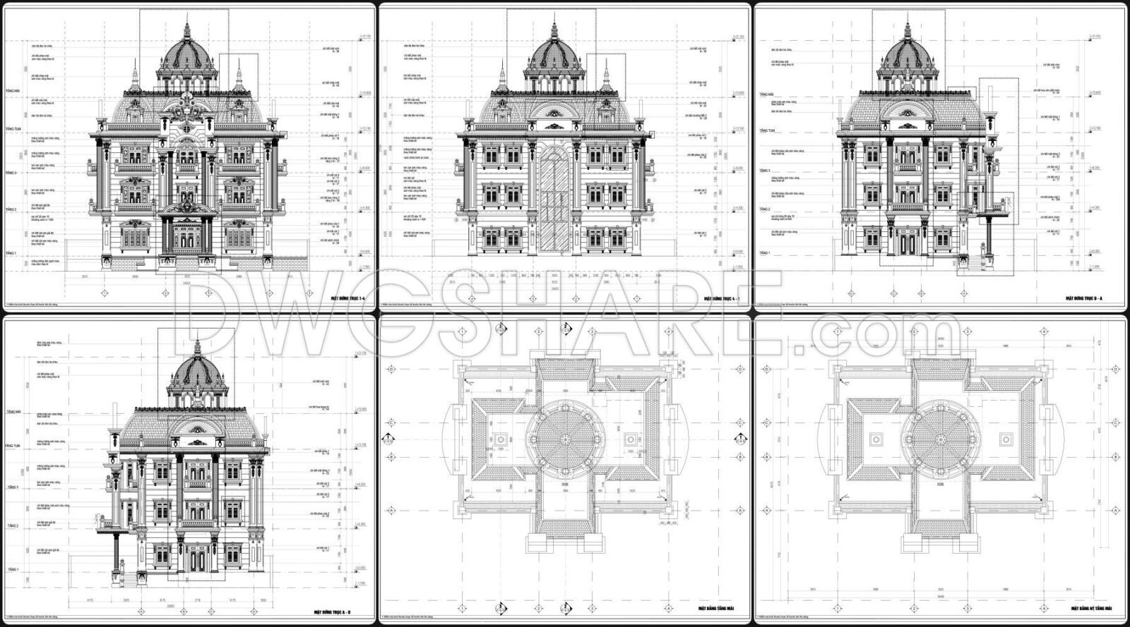 798. Free Download 3-Story European-Style Villa Elevation CAD Drawings