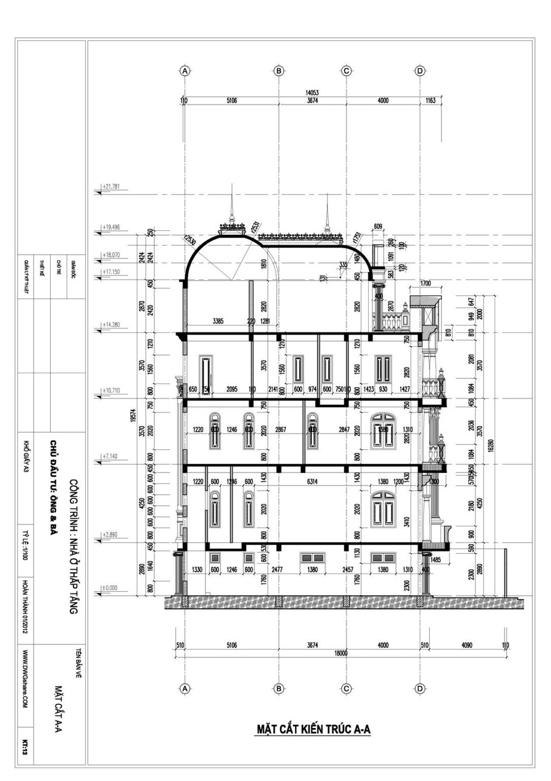 799. Free Download Classic European 5-Story Villa Elevation CAD Drawing