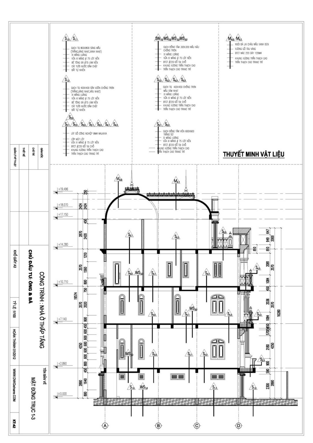 799. Free Download Classic European 5-Story Villa Elevation CAD Drawing