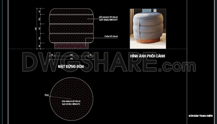 93. Free download technical details Upholstered Ottoman (1) - Free Cad ...