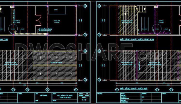 129. CAD drawings detailing the design of water supply and drainage ...