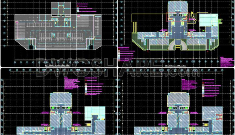 129. Free Download Floor Finishing Cad Drawings For A 3-story Office ...