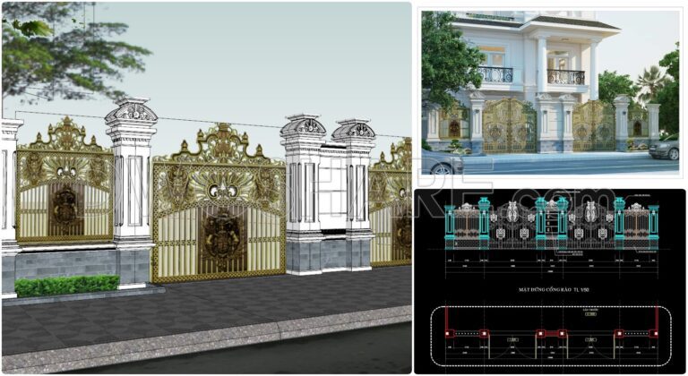 212. Free Download – Classic European Gate & Fence Design SketchUp Model