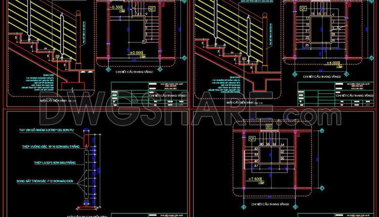 357. Download Detailed CAD Staircase Designs for Townhouses for Free (1 ...