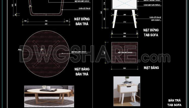 46. Free Download CAD Drawings of Coffee Table and Side Table ...