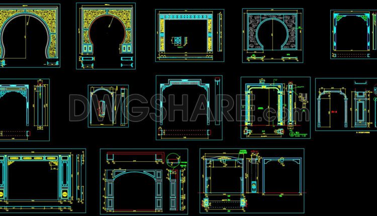 575. Free Download CAD Door Arch & Decorative Entrance Designs ...