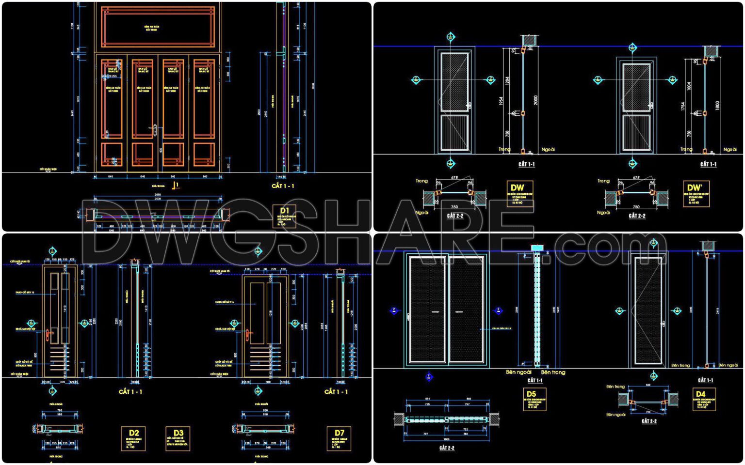 769. Download Free DWG CAD Details of Doors and Windows