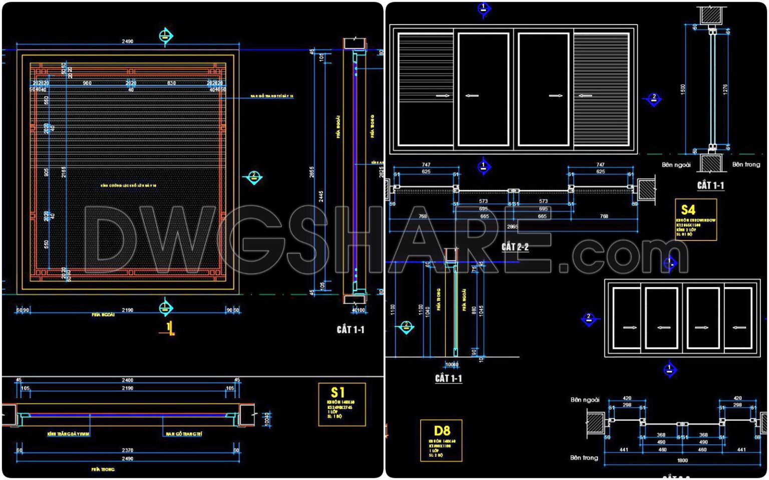 769. Download Free DWG CAD Details of Doors and Windows
