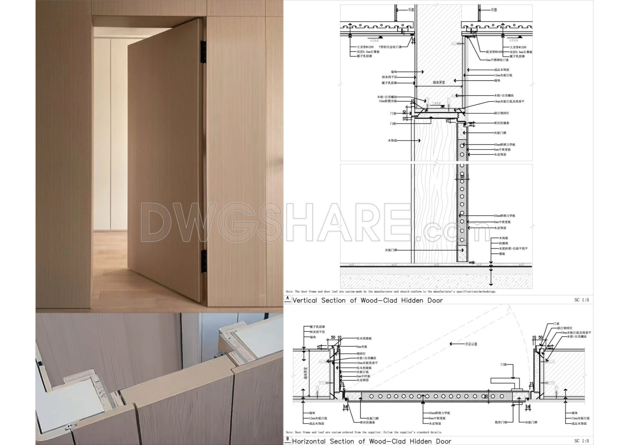 790. Free Download Wood-Clad Hidden Door CAD Drawings – Full ...