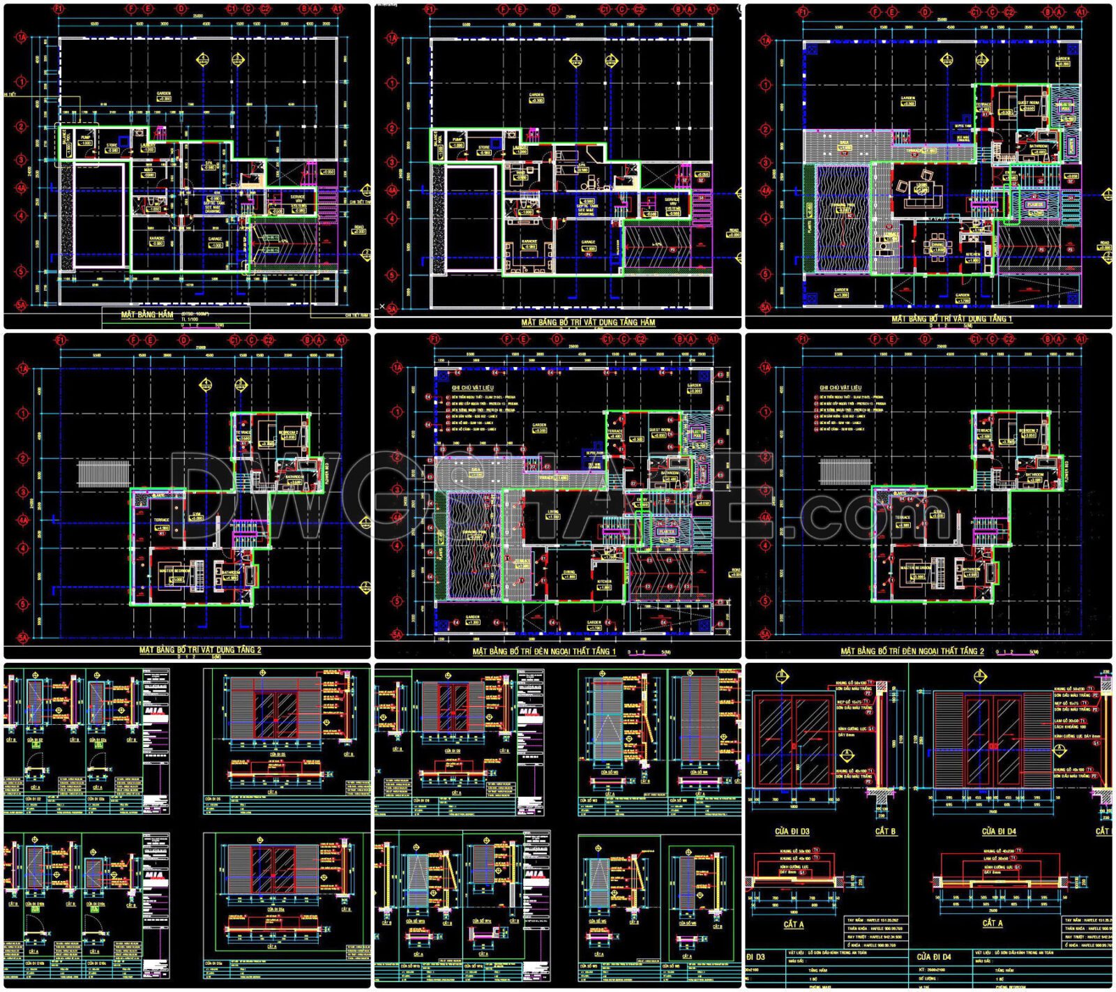 800. Free Download 600m2 Villa Ground Floor Layout CAD Drawing