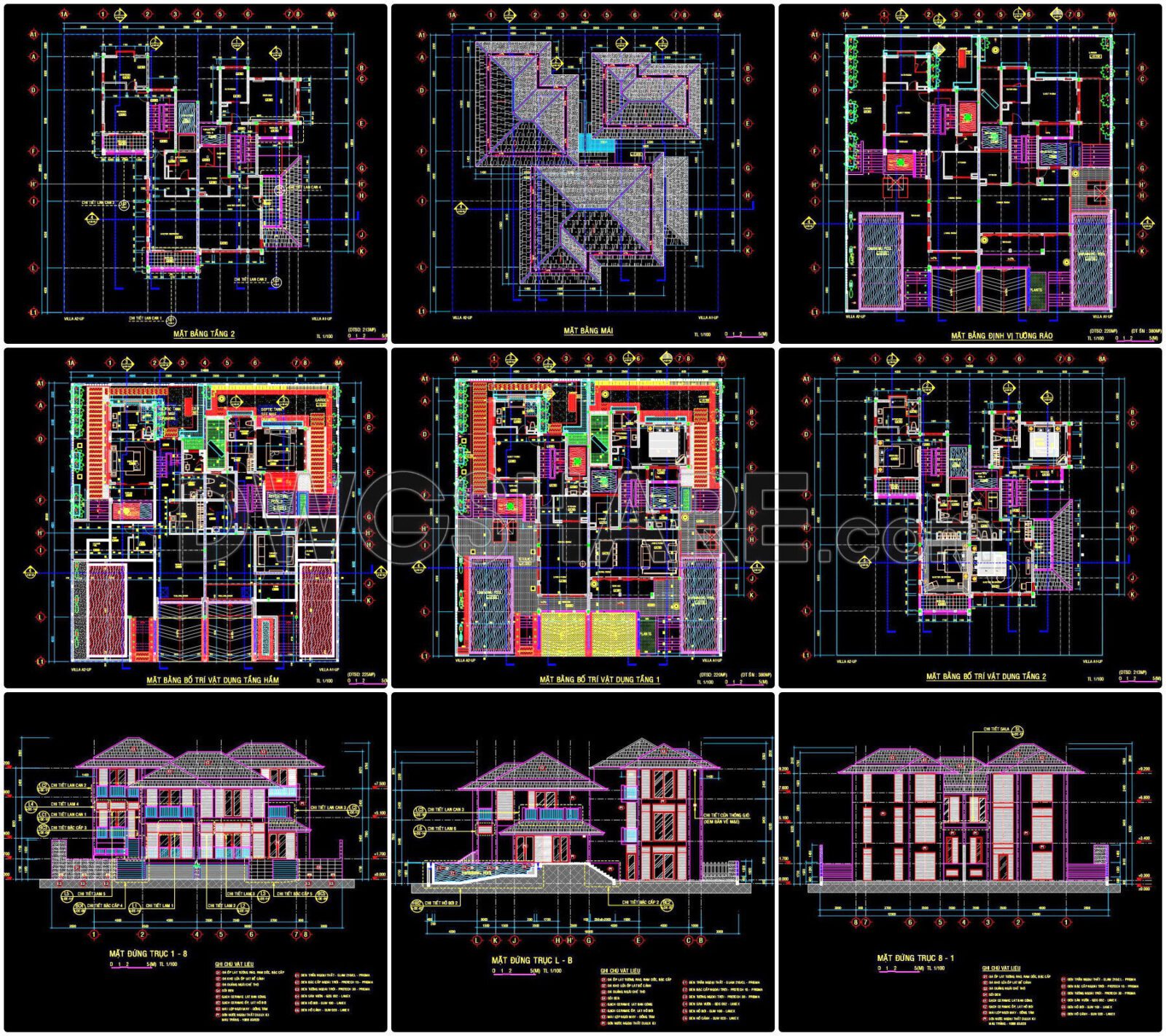 800. Free Download 600m2 Villa Ground Floor Layout CAD Drawing