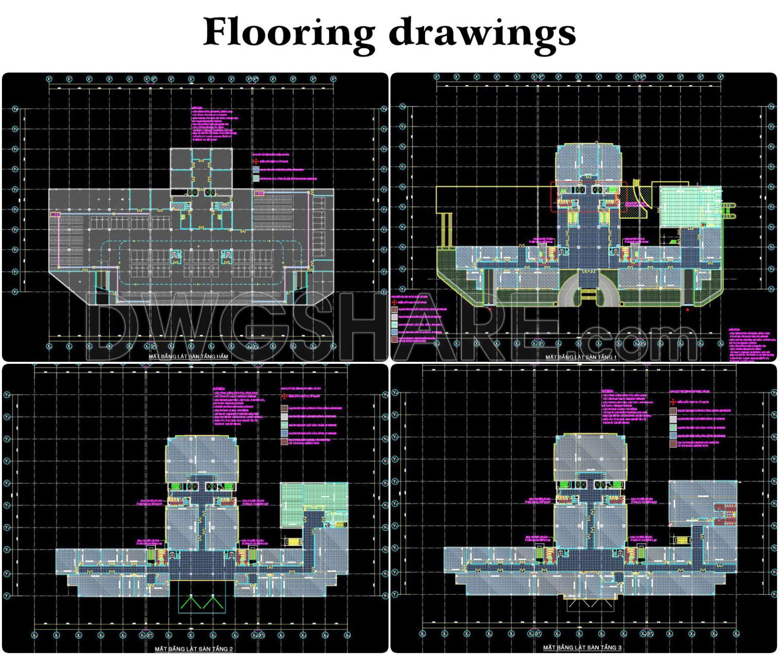 129. Free download floor finishing CAD drawings for a 3-story office ...