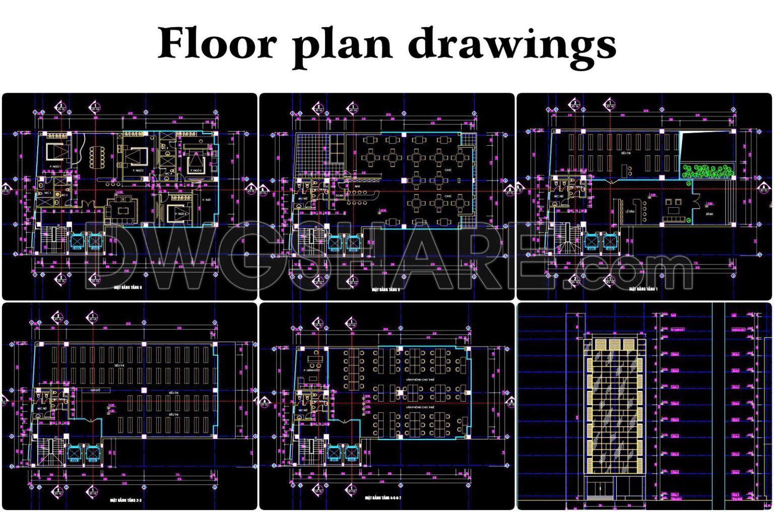94. Free Download 6-Story Office Floor Plan CAD Drawings – Complete ...