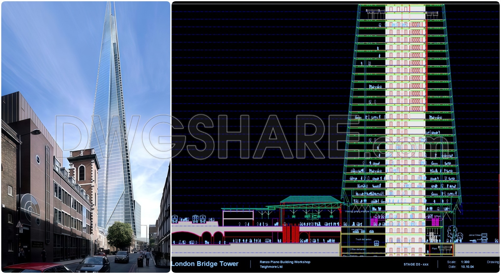 96. Free Download – Autocad Dwg Drawing Of The London Bridge Tower ...