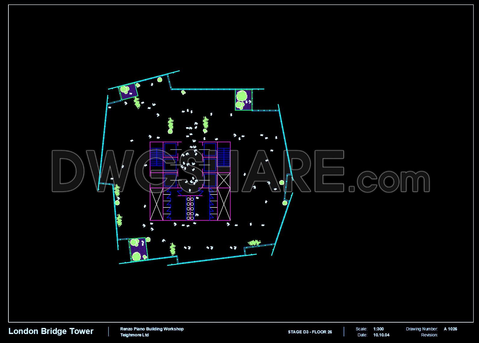 96. Free Download – Autocad Dwg Drawing Of The London Bridge Tower ...