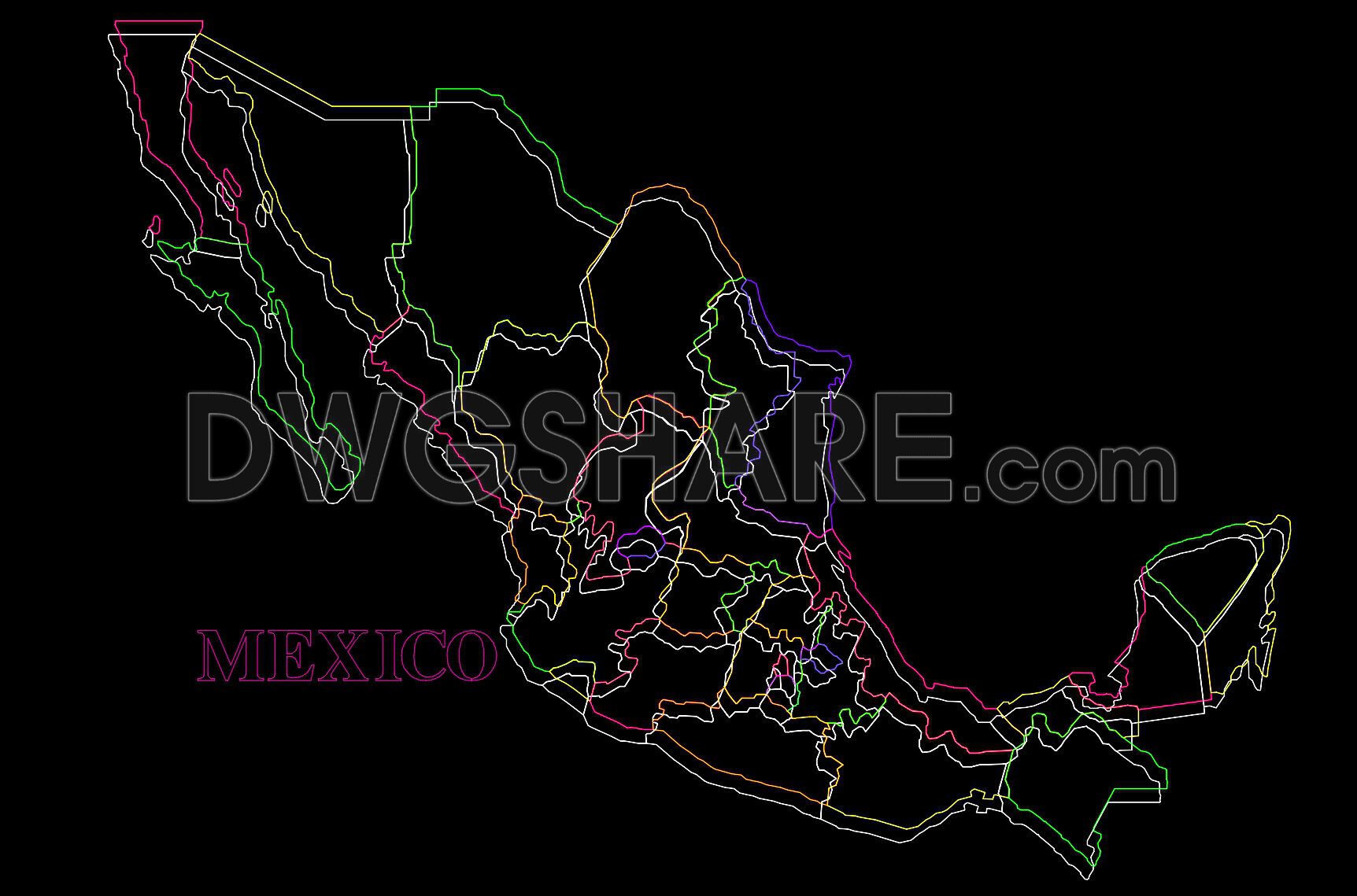 Mexico Map AutoCAD File Download