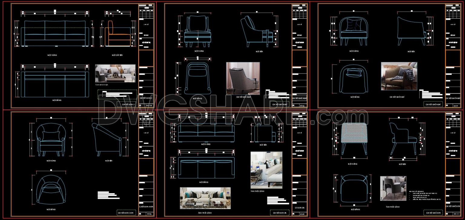 372. Free Download – Furniture CAD Drawings Chairs, Tables, Sofas ...