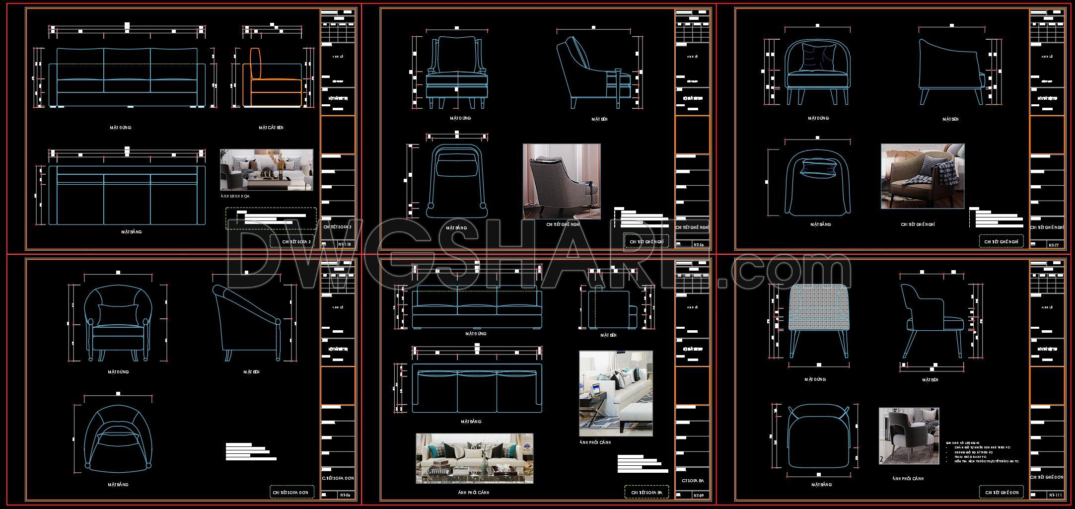 372. Free Download – Furniture CAD Drawings Chairs, Tables, Sofas ...